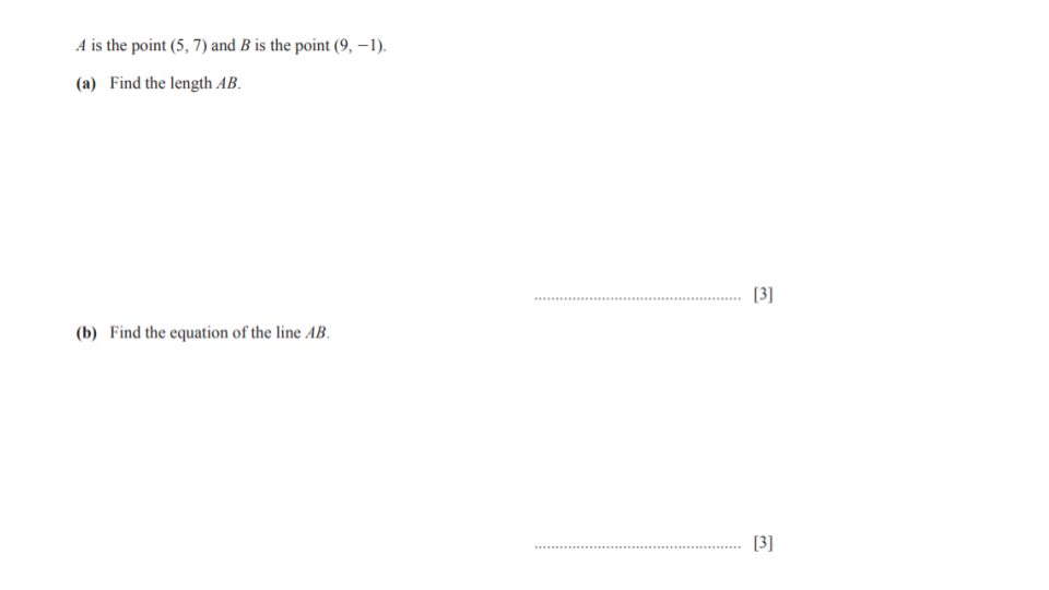 Straight Line Graphs: Past Paper Questions for iGCSE Cambridge (0580) Straight Line Graphs: Past Paper Questions for iGCSE Cambridge (0580)